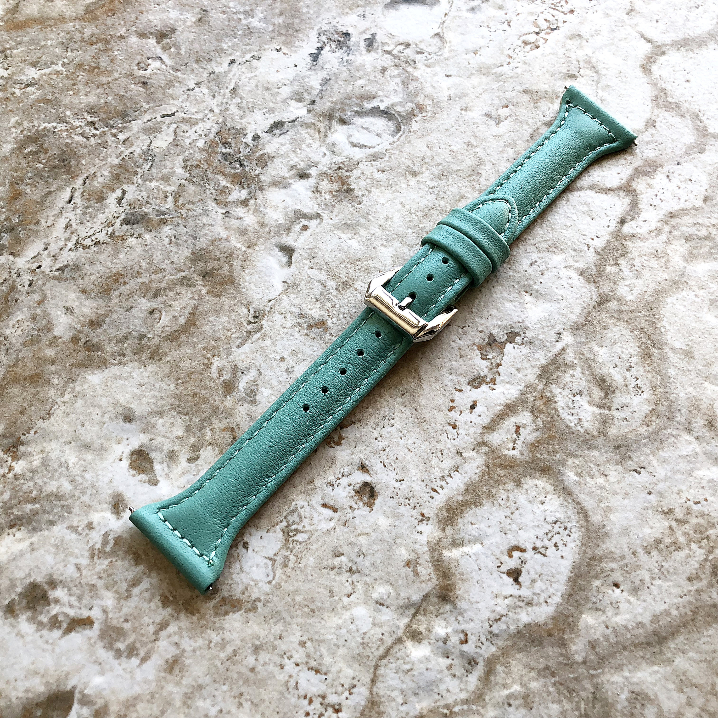 22mm Green Slim and Elegant Soft Leather Watch Strap Band for Wrist ...
