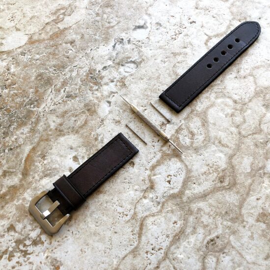 Dark Brown 20mm 22mm 24mm Width Handmade Double Sided Stitched Premium ...