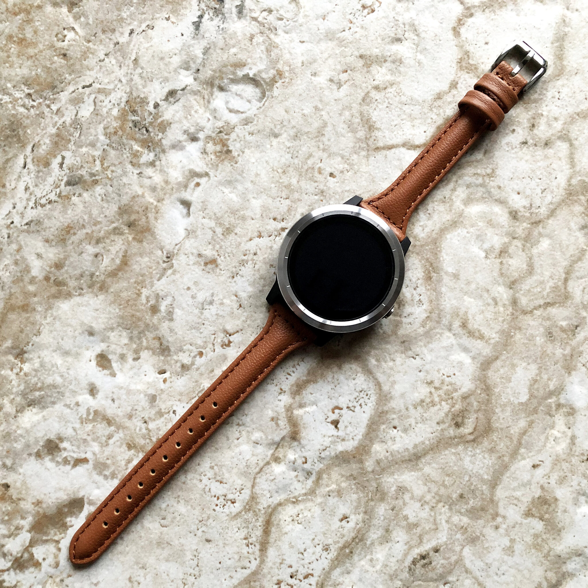 Brown Elegant Band for Garmin Venu Smartwatch Slim Leather Strap with ...